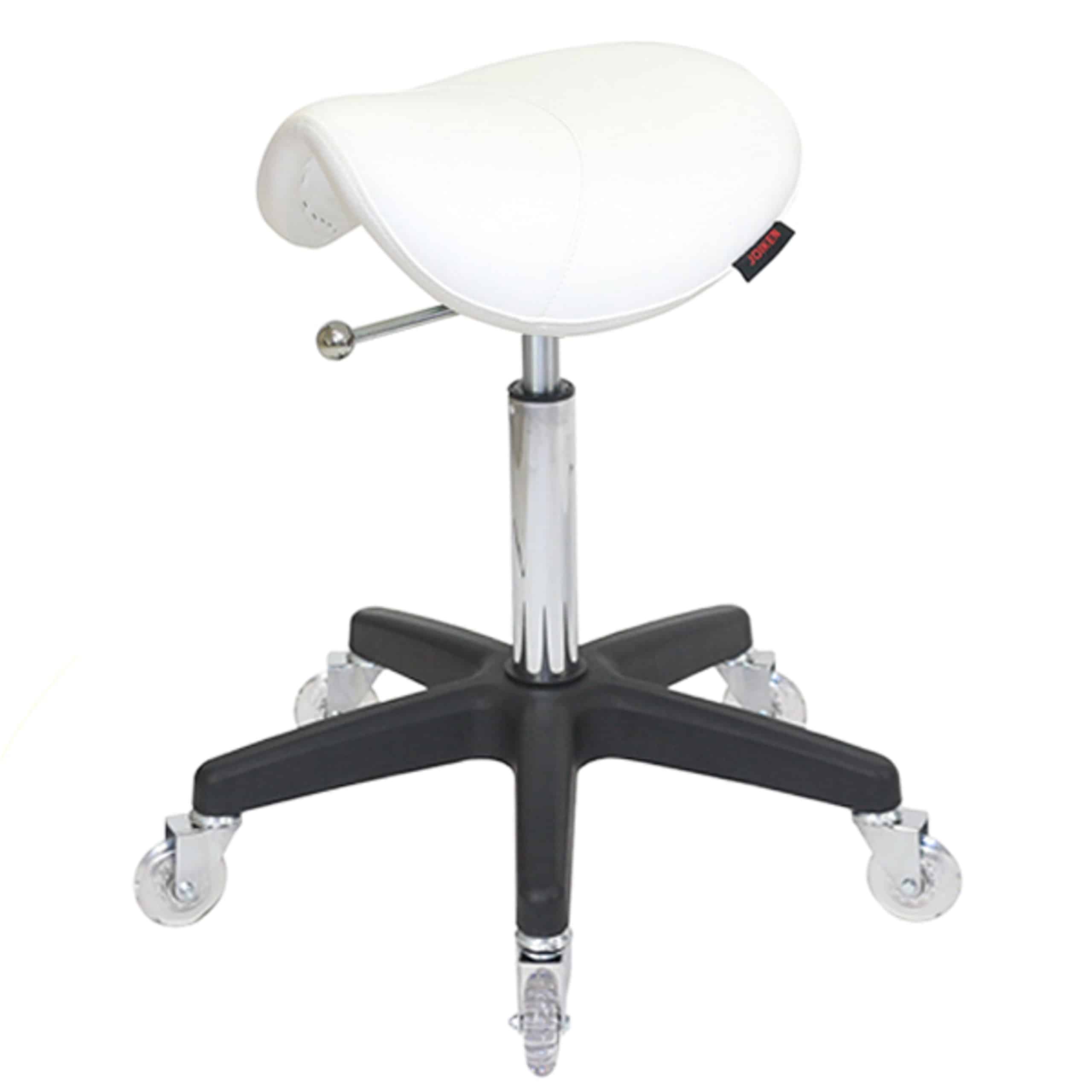 Saddle Stool No Back White - Black Base - AU SALON SUPPLIES